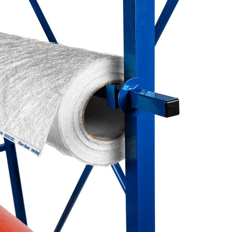Four Roll Fabric Rack ideal for vertical spaces in stock | Fibre Glast